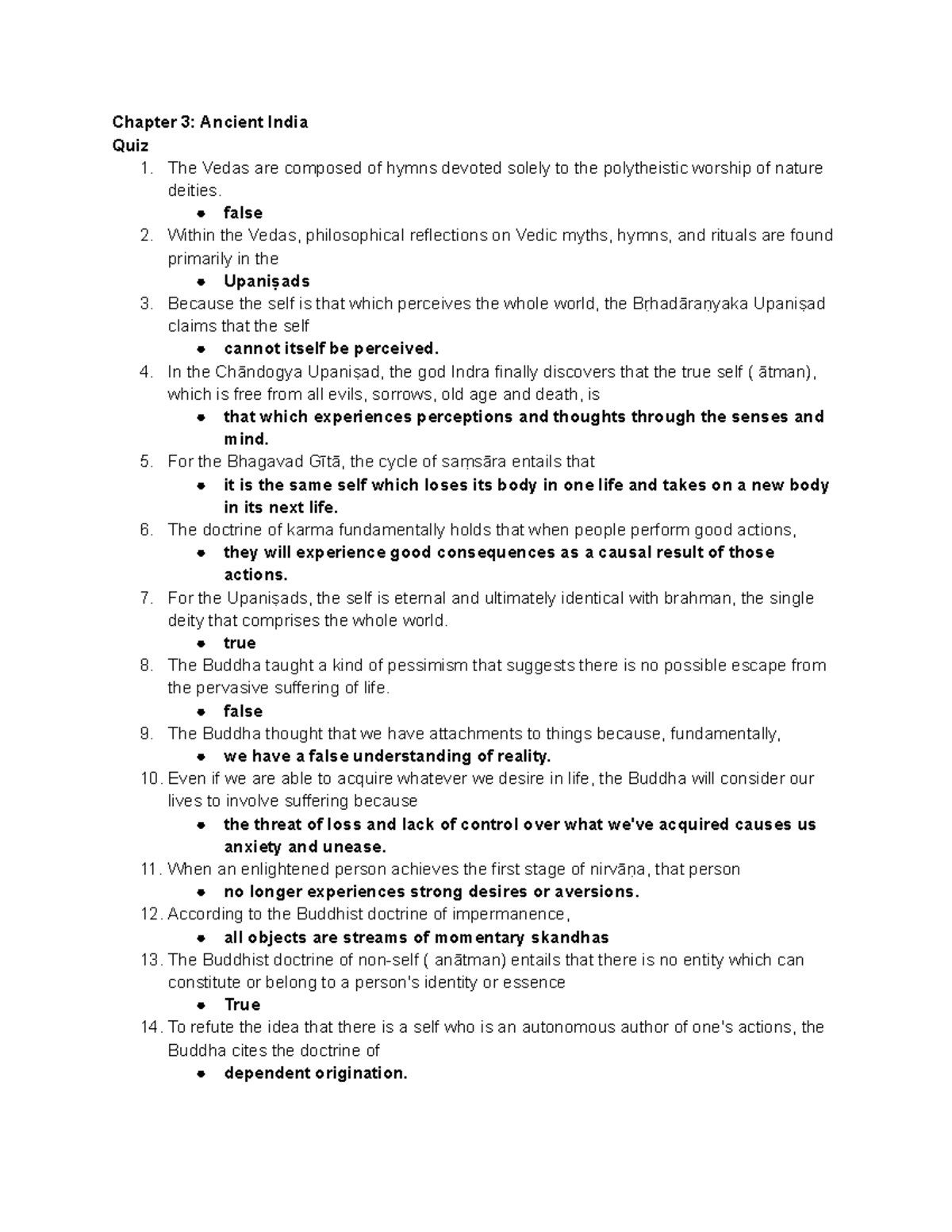 Chapter 3 Quiz on Ancient India for PHIL 101: Key Concepts and Myths ...