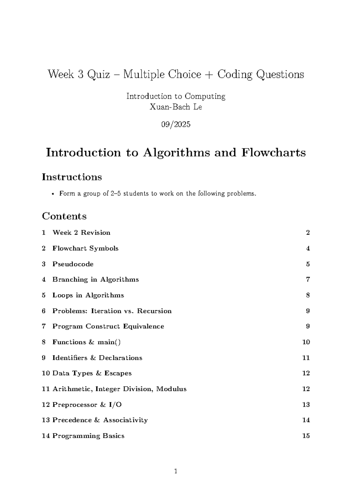 Week 3 Quiz: Multiple Choice Questions on Algorithms & Flowcharts - Studocu
