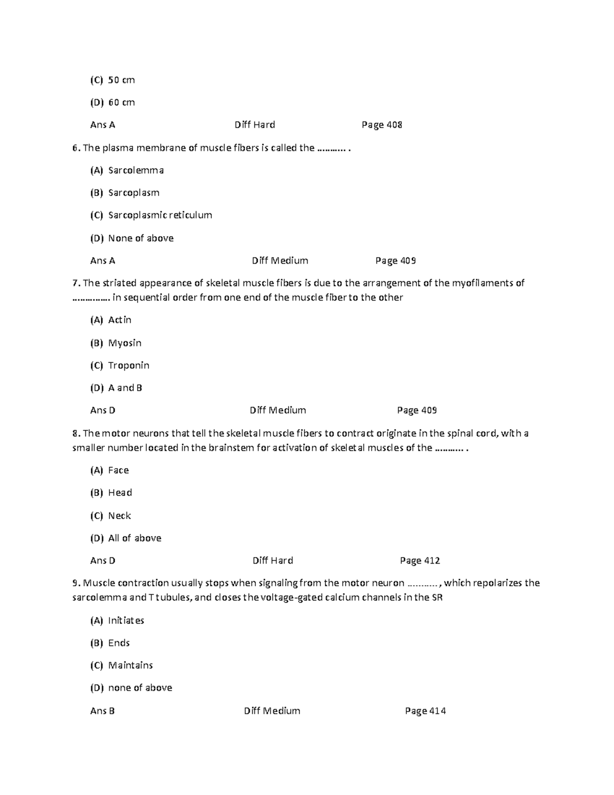 Test Bank for Anatomy and Physiology (AP 2nd Ed) - Muscle Physiology ...