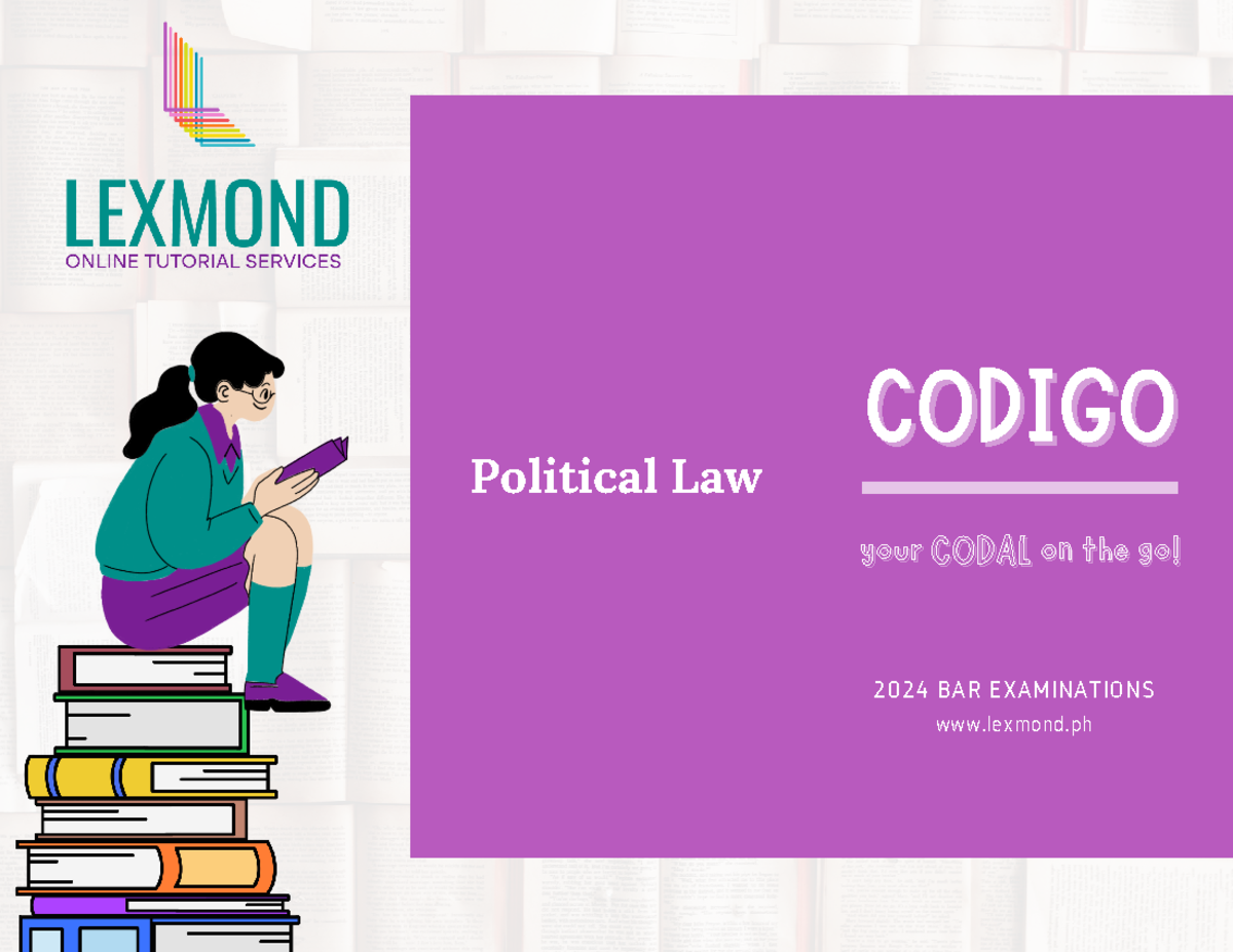 Political Law: Understanding Codal Provisions for the 2024 Bar Exam - Studocu