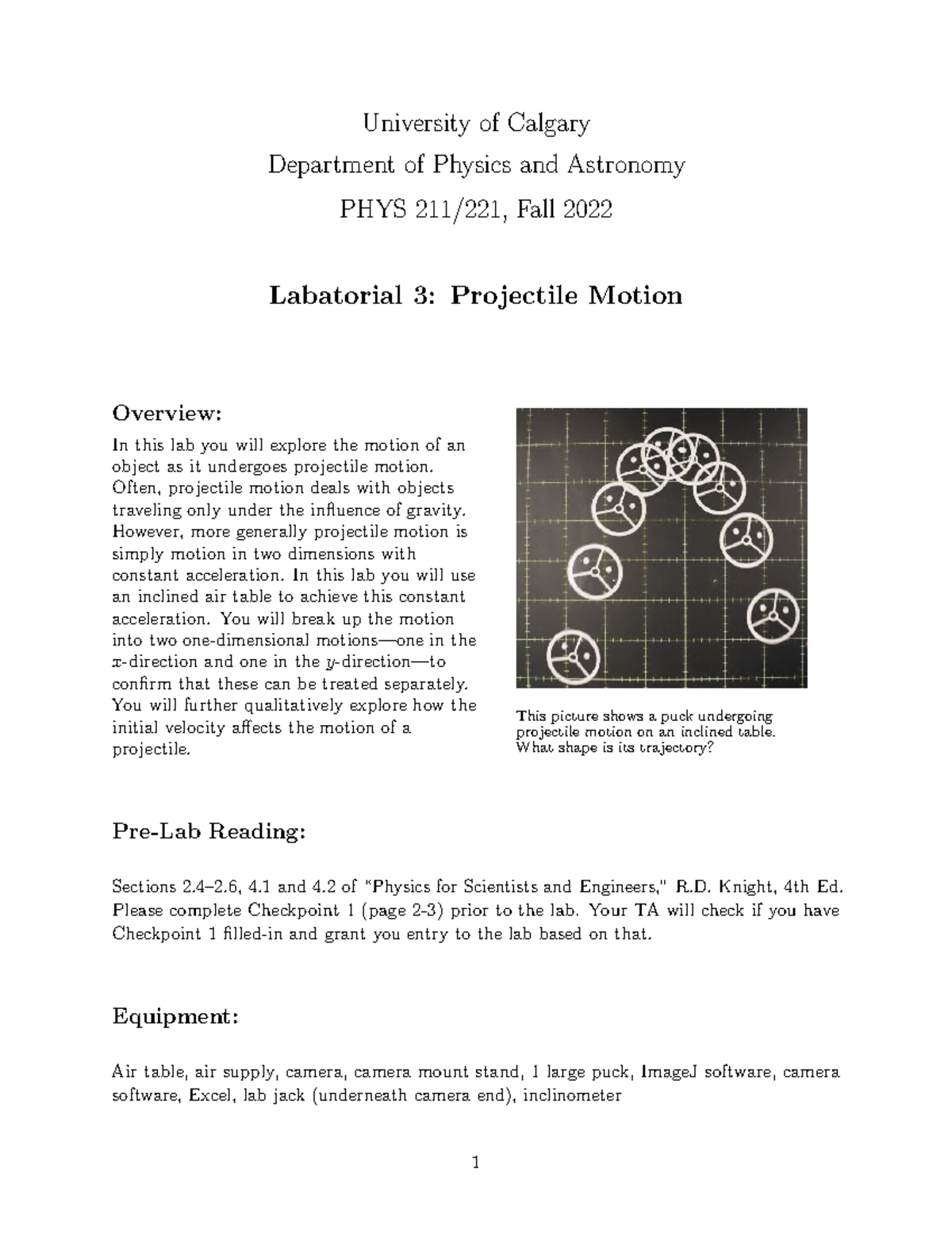 PHYS211 Lab 03: Exploring Projectile Motion with an Inclined Air Table ...
