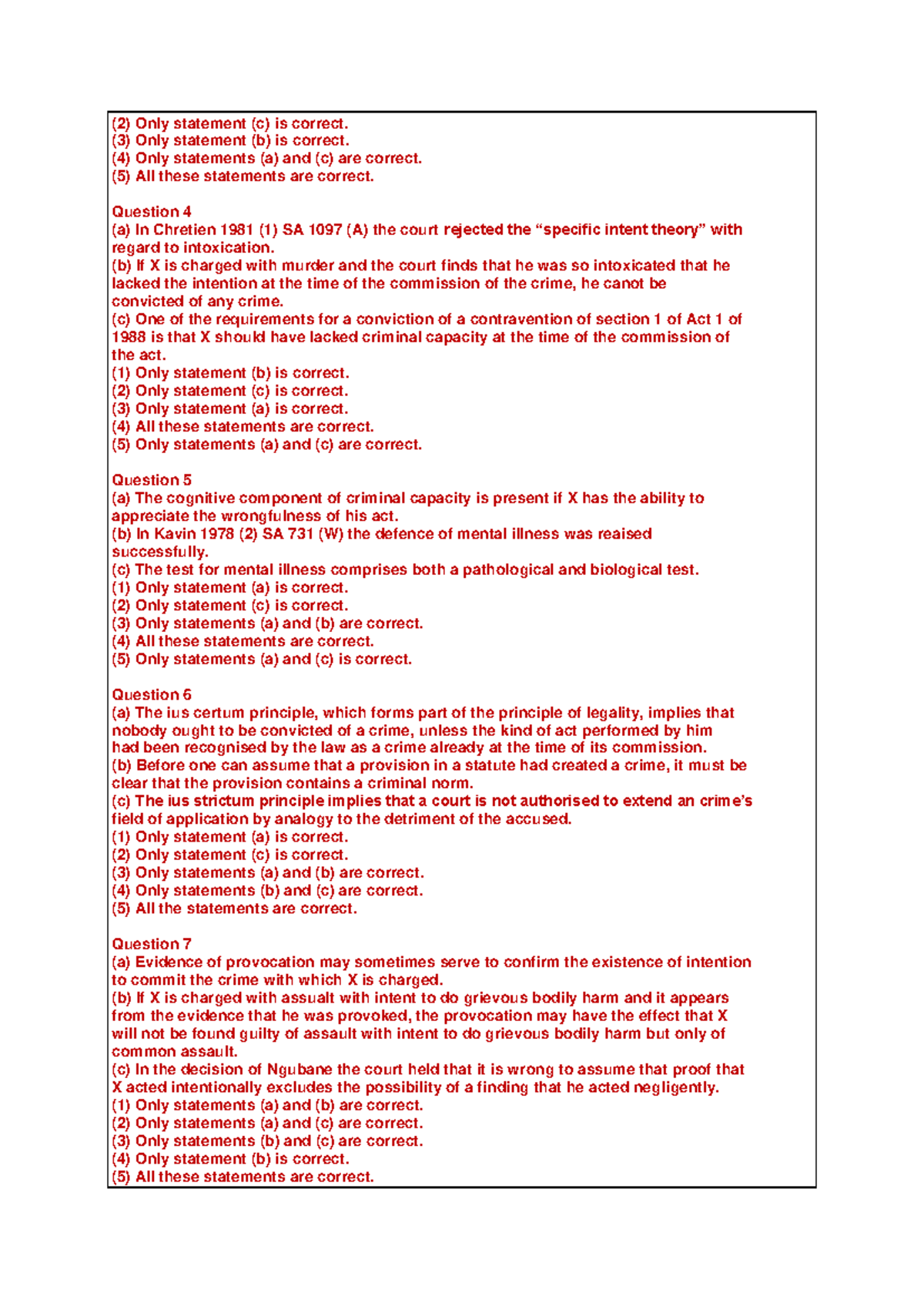 Criminal LAW Multiple Choice Questions & Answers Review (MCQ) - Studocu