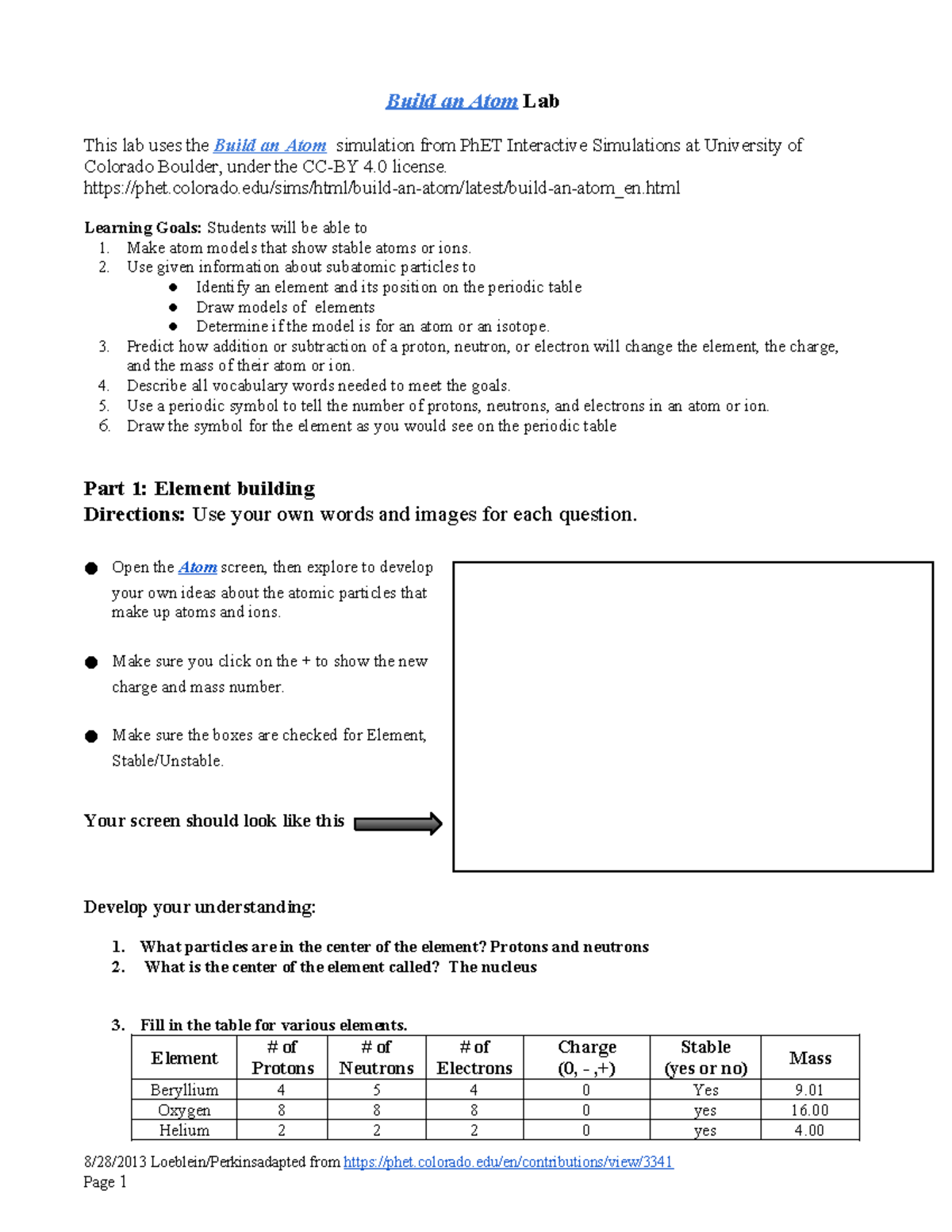 Build an Atom Lab: Exploring Atomic Structure and Stability - Studocu