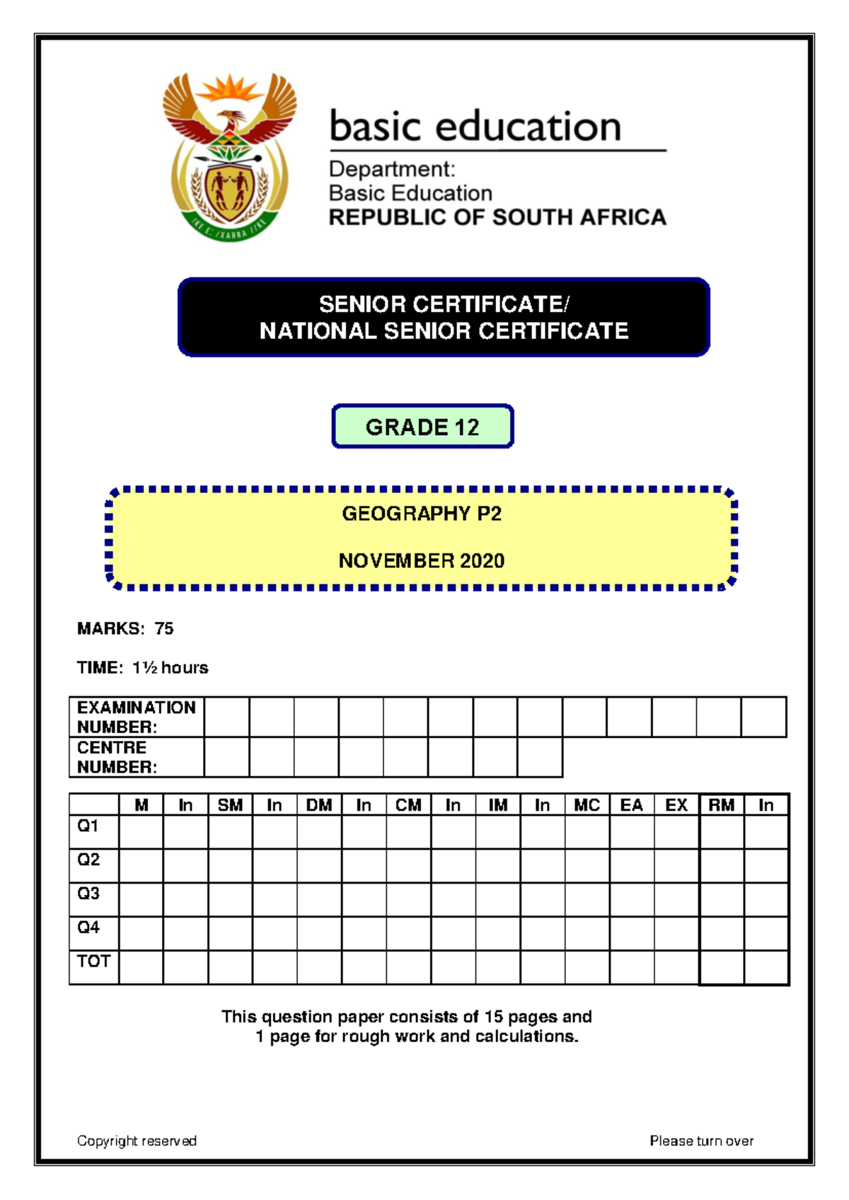 Geography P2 Exam Nov 2020 - Senior Certificate Grade 12 - Studocu