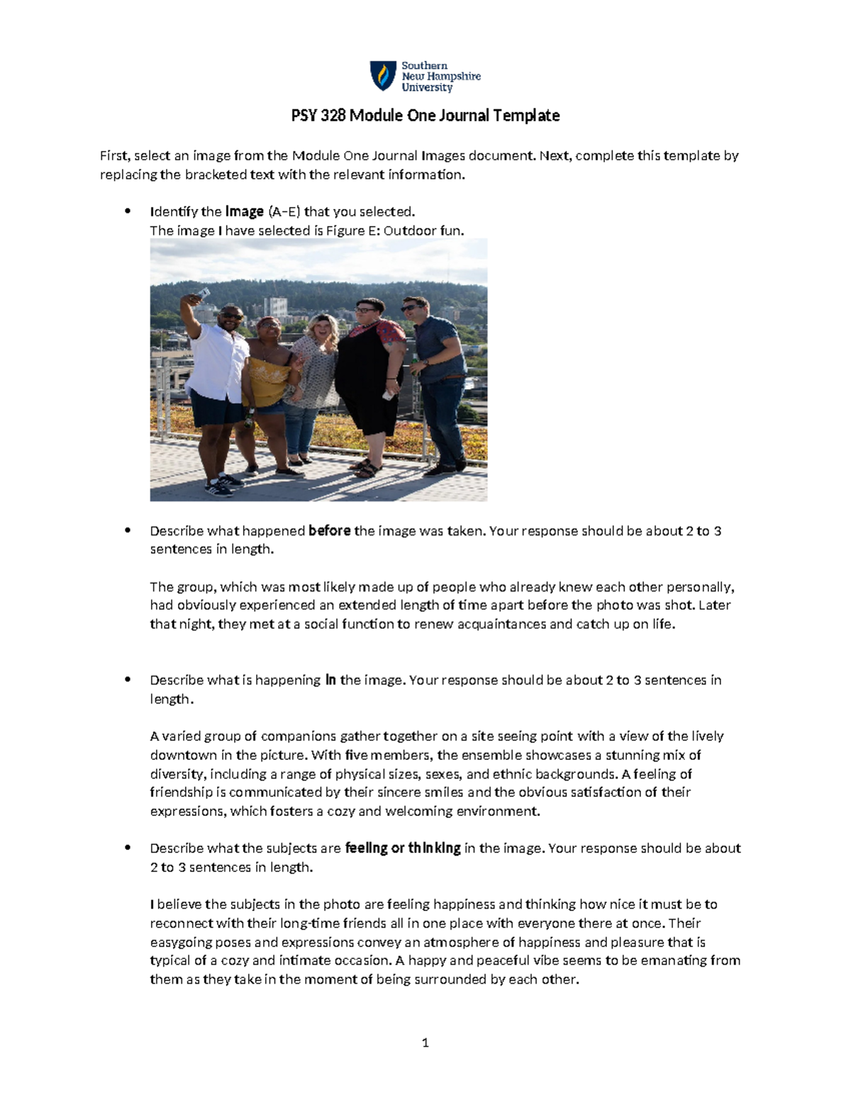 PSY 328 Module One Journal Activity: Image Reflection and Analysis ...