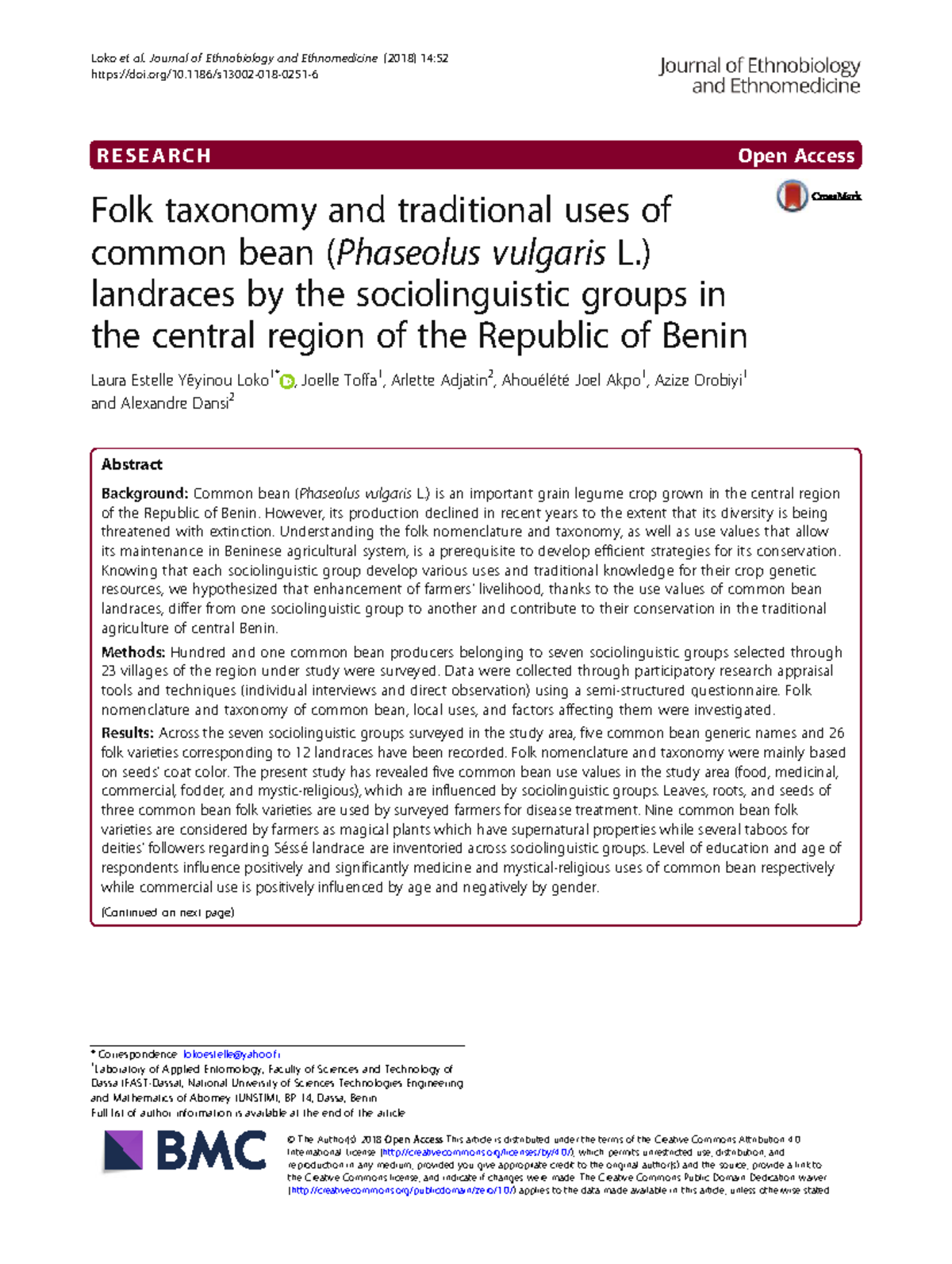 Folk Taxonomy and Uses of Common Bean Landraces in Central Benin - Studocu