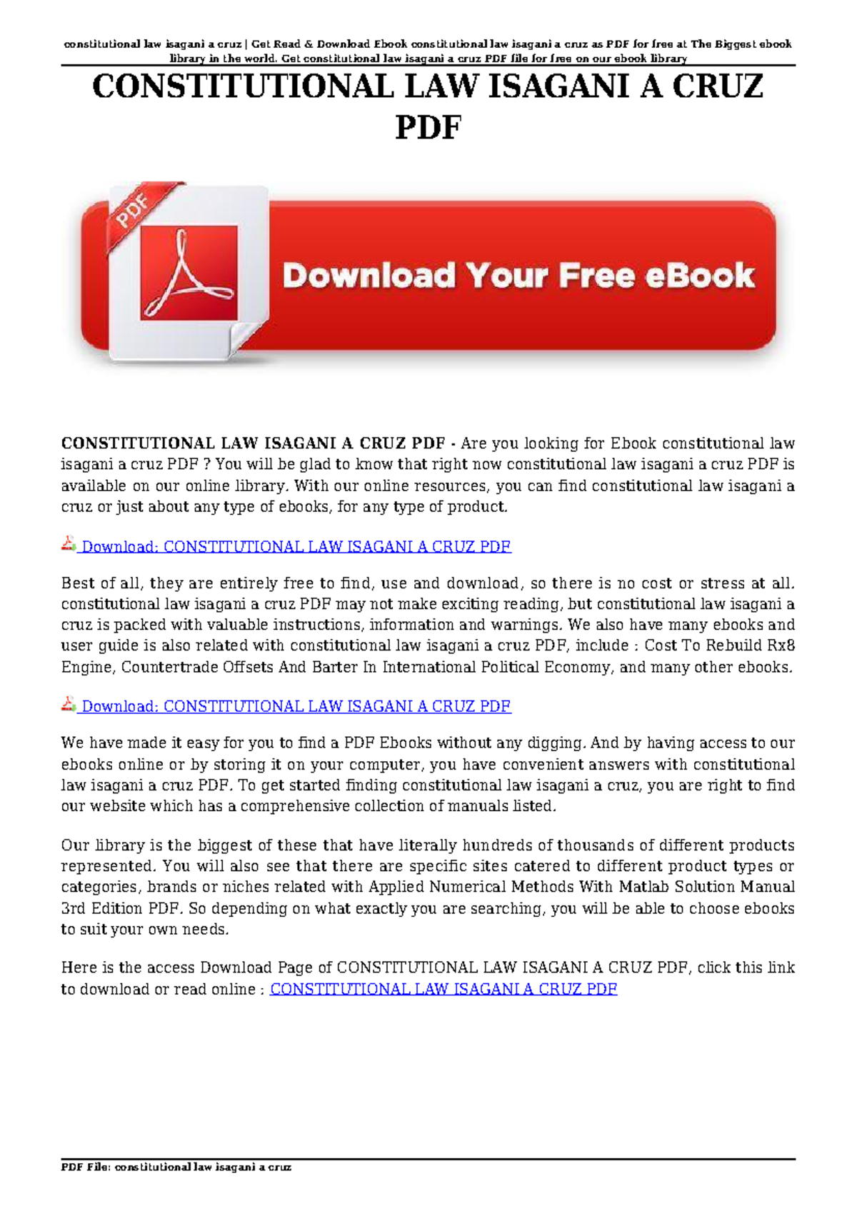 Constitutional law isagani a cruz - Get constitutional law isagani a ...