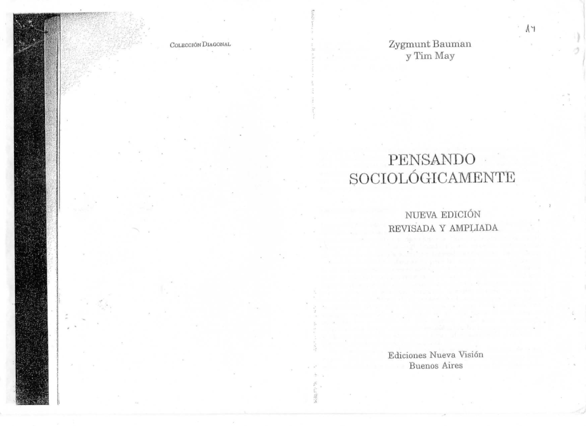 Pensando sociologicamente - Bauman - COLECCIÓN DIAGONAL Zygmunt Bauman ...