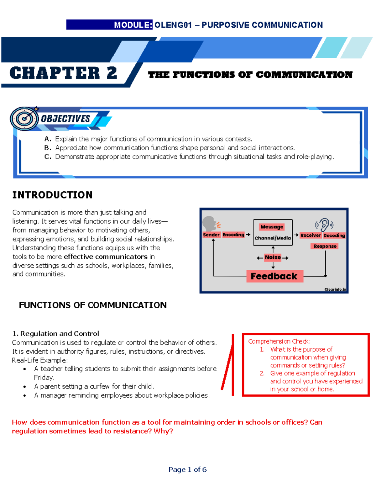OLENG01 PURPOSIVE COMMUNICATION: FUNCTIONS & SPEECH ACTS NOTES - Studocu