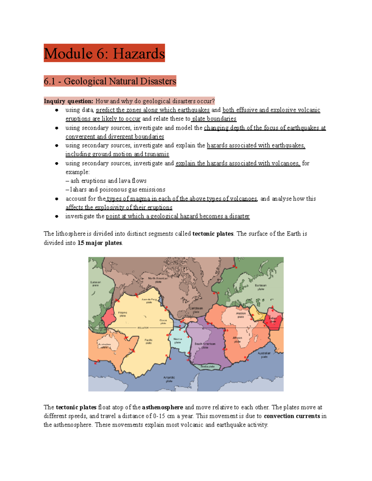 EES - Hazards notes - Module 6: Hazards 6 - Geological Natural ...