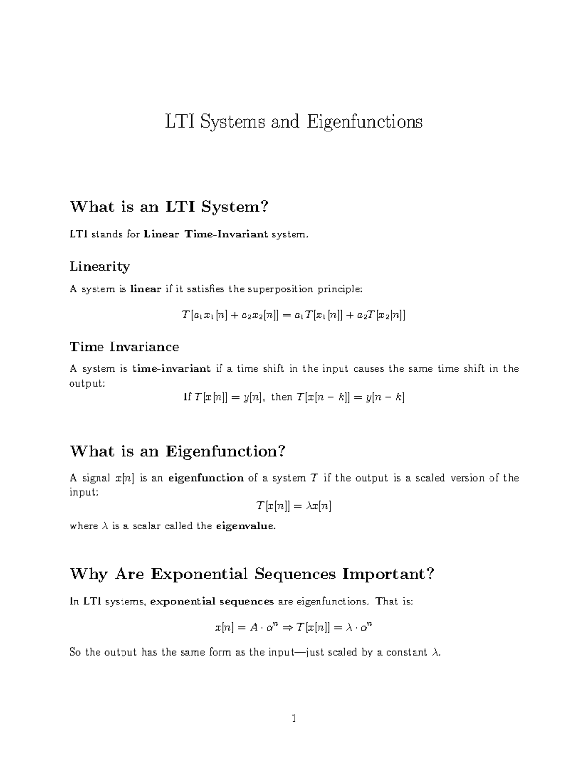 S31 - LTI Systems and Eigenfunctions: Exponential Sequences Explained ...