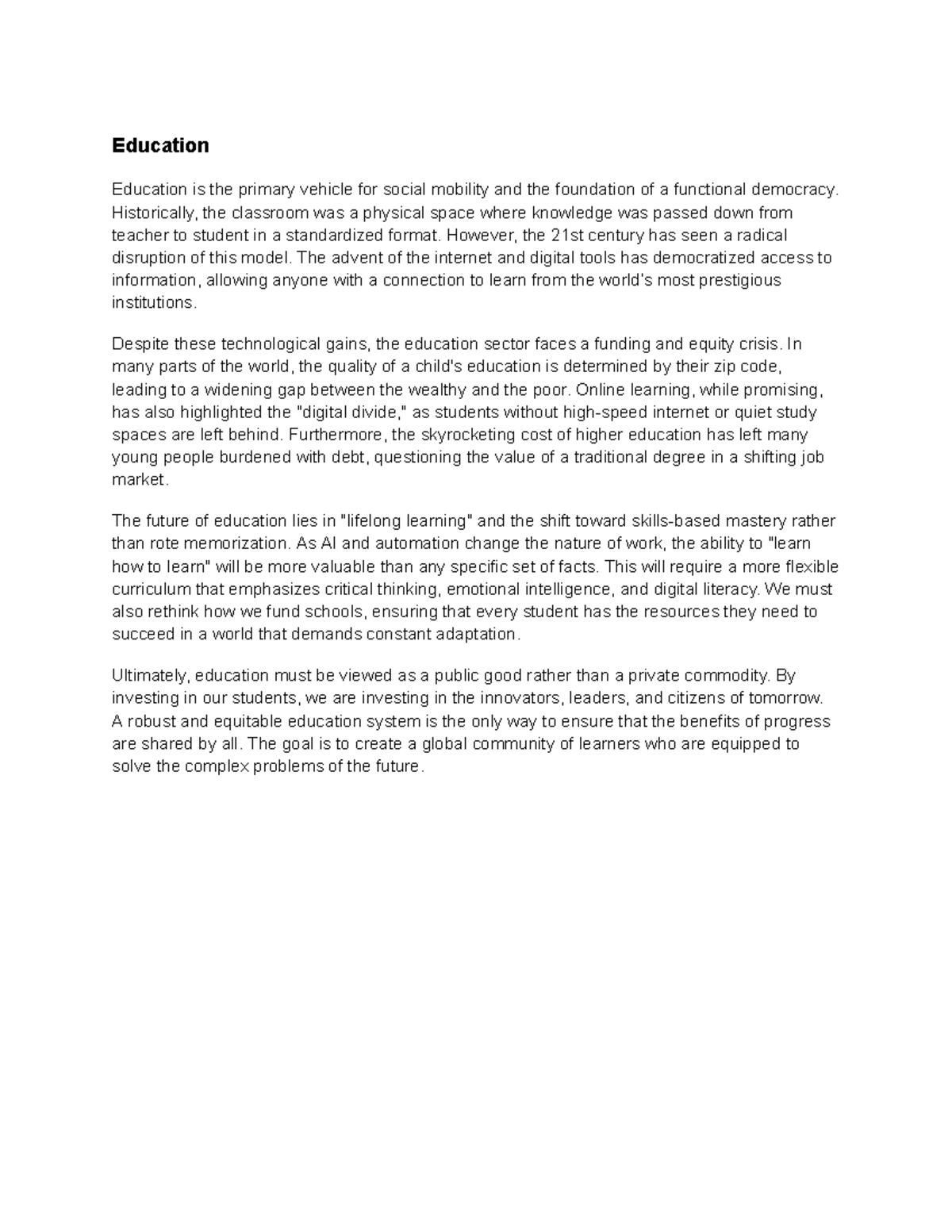 EDU 101: The Future of Education and Social Mobility Challenges - Studocu