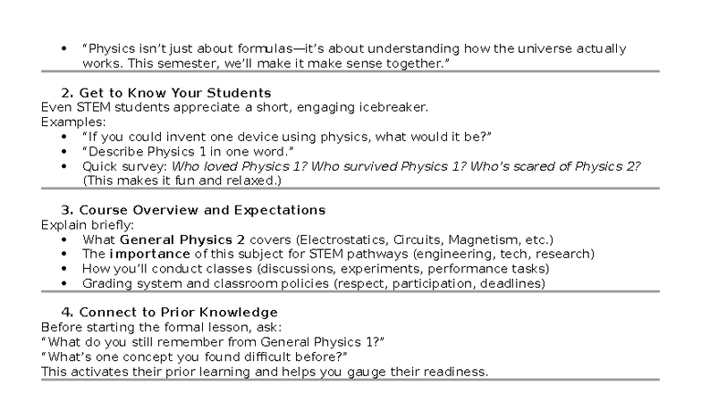 General Physics 2: Course Overview and Engagement Activities - Studocu