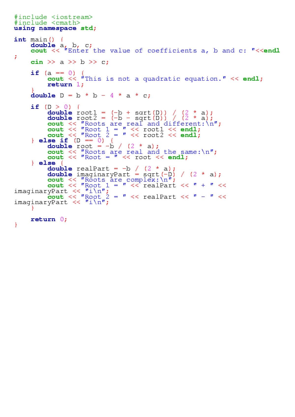 NML01 (Quardaric Method) - #include #include using namespace std; int - Studocu