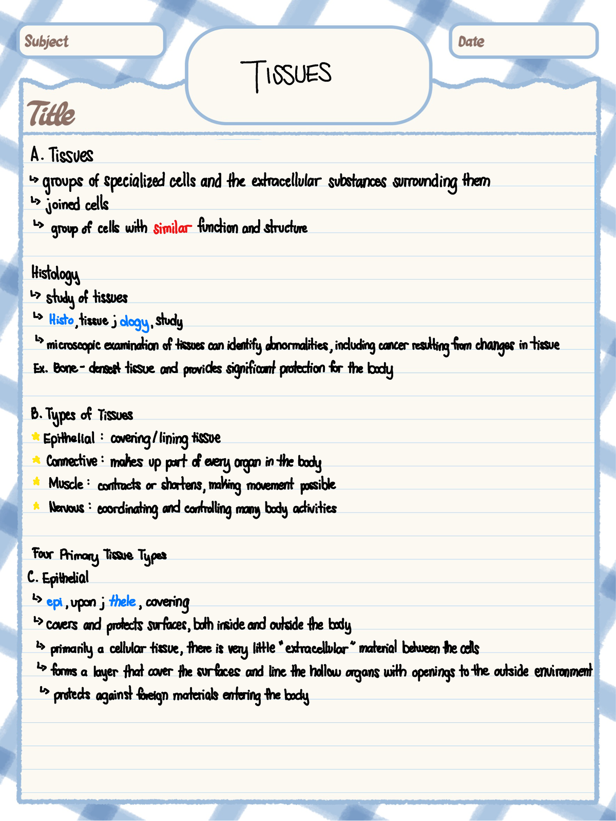 Anaphy - Lecture notes on tissues - Anatomy & Physiology - Studocu