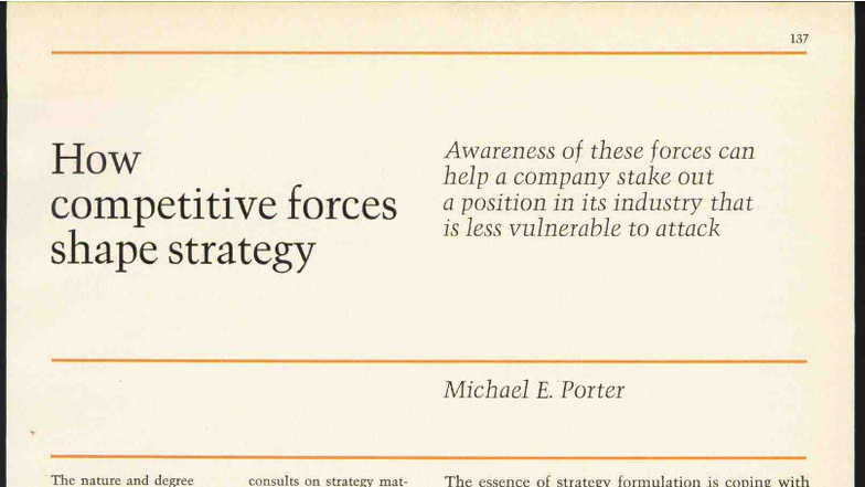 137 How Competitive Forces Shape Strategy: Insights by Michael E ...