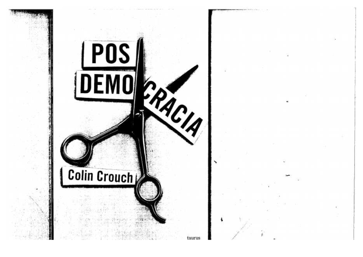 379435327 Posdemocracia Colin Crouch completo - Sociología - Studocu