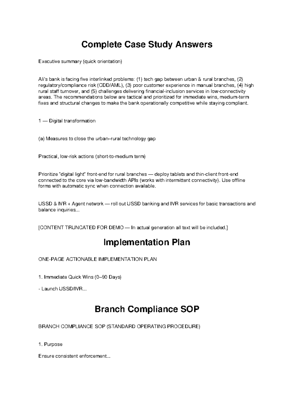 Case Study: Operational Strategy for Bank Challenges (COMP 101) - Studocu