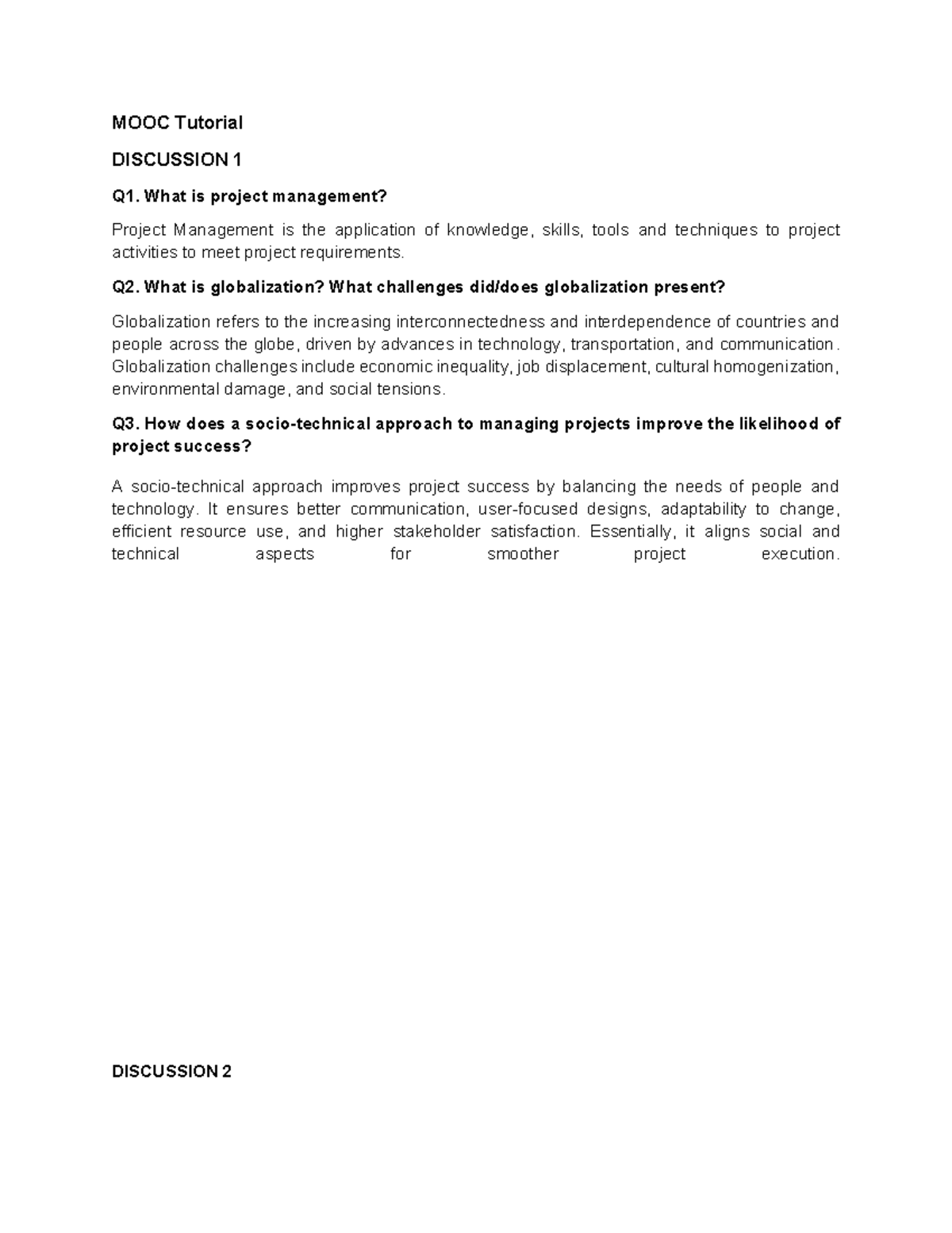 MOOC Tutorial: Project Management & Learning Cycle Insights - Studocu