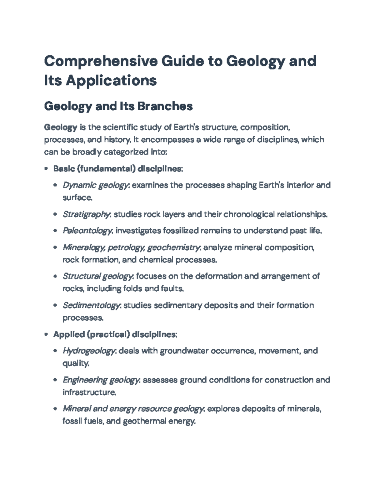 Comprehensive Geology Guide: Earth's Structure & Applications (GEOL 101 ...