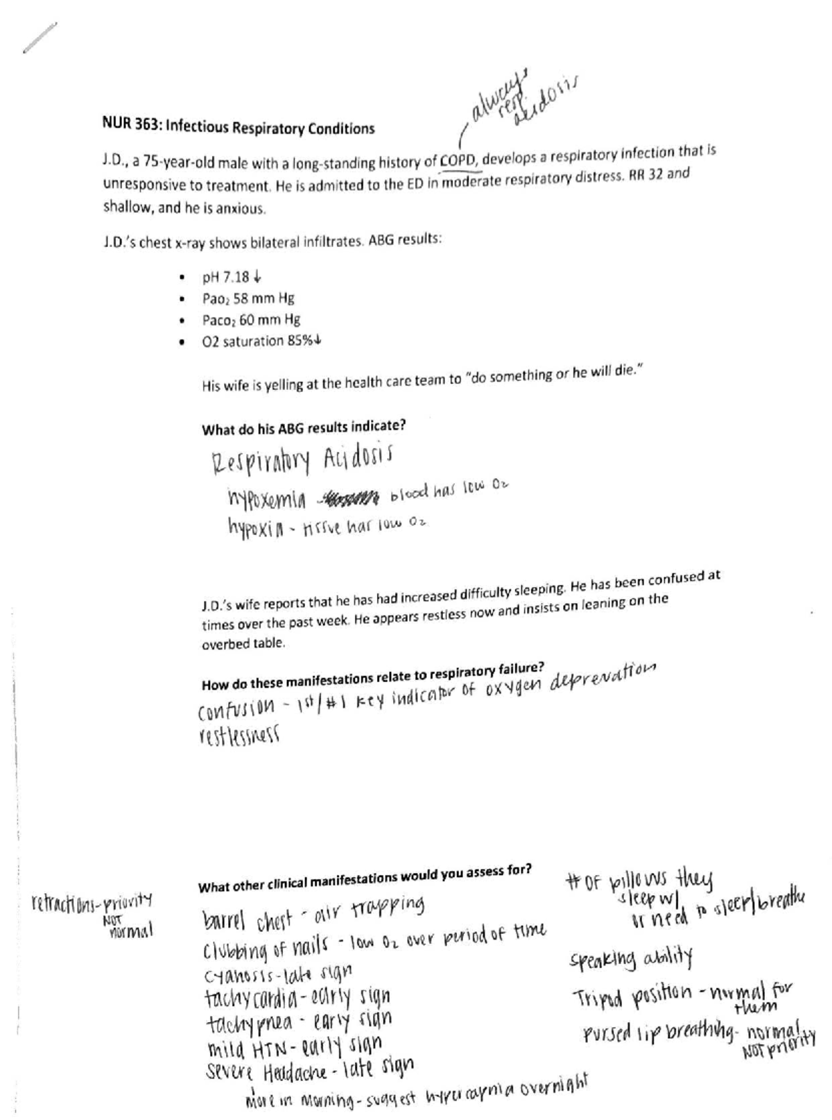 NUR 363: Case Study on Respiratory Failure in COPD Patient - Studocu
