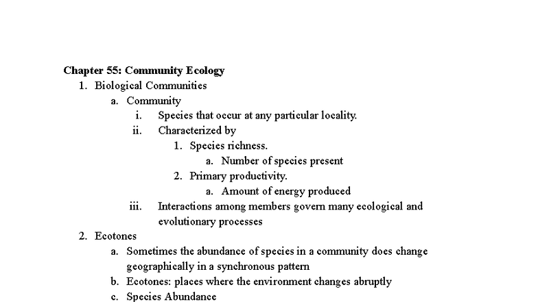 Chapter 55: Community Ecology - Key Concepts & Species Interactions ...