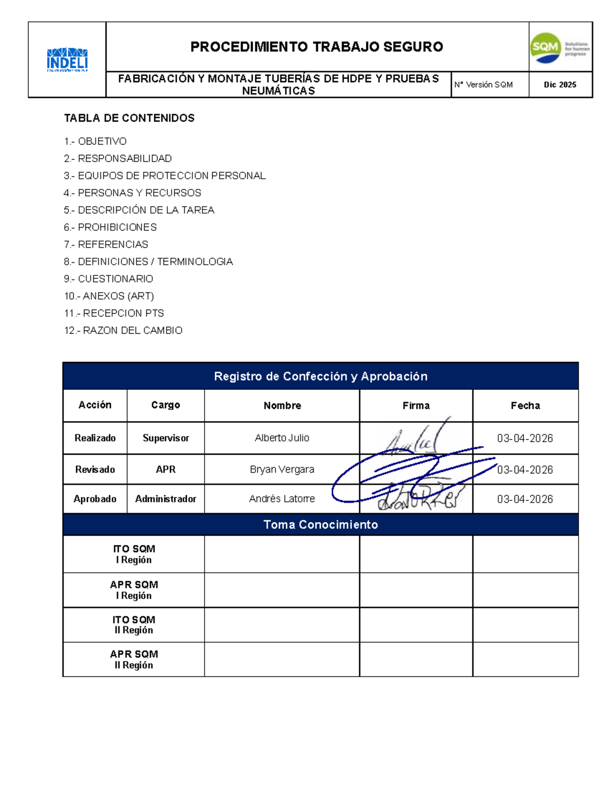 PTS Fabricación y Montaje de Tuberías de HDPE y Pruebas Neumáticas ...