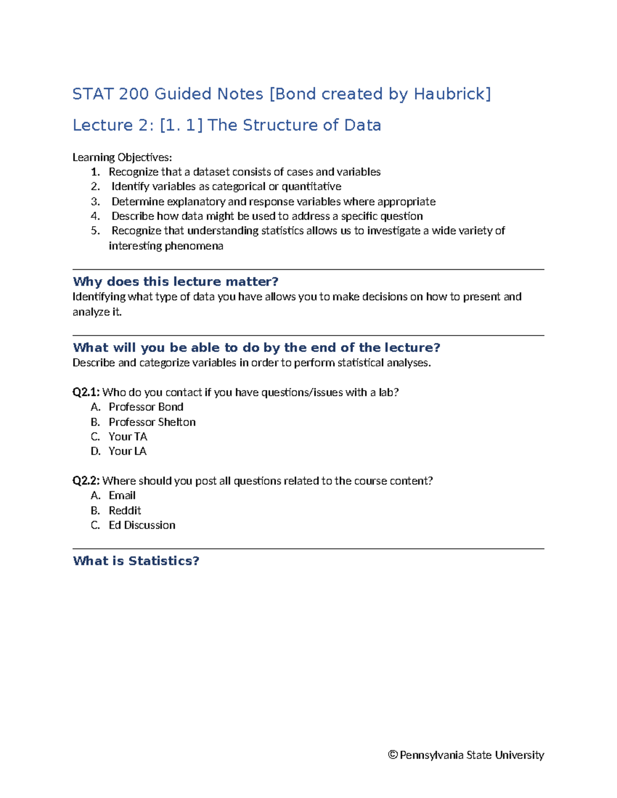 STAT 200 Lecture 02 Guided Notes: Understanding Data Structure - Studocu