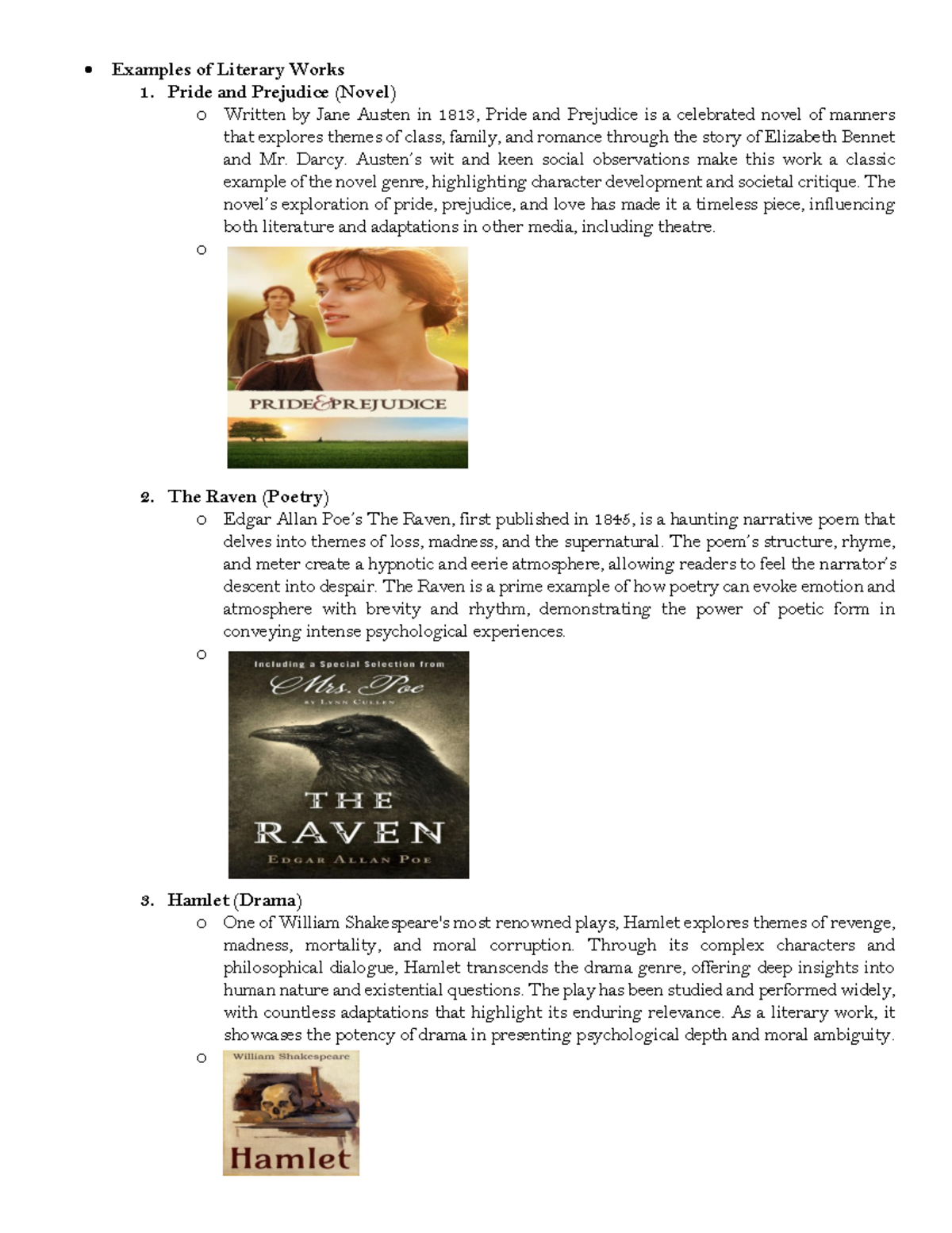 Literary Works & Theatre Examples - Examples of Literary Works Pride ...