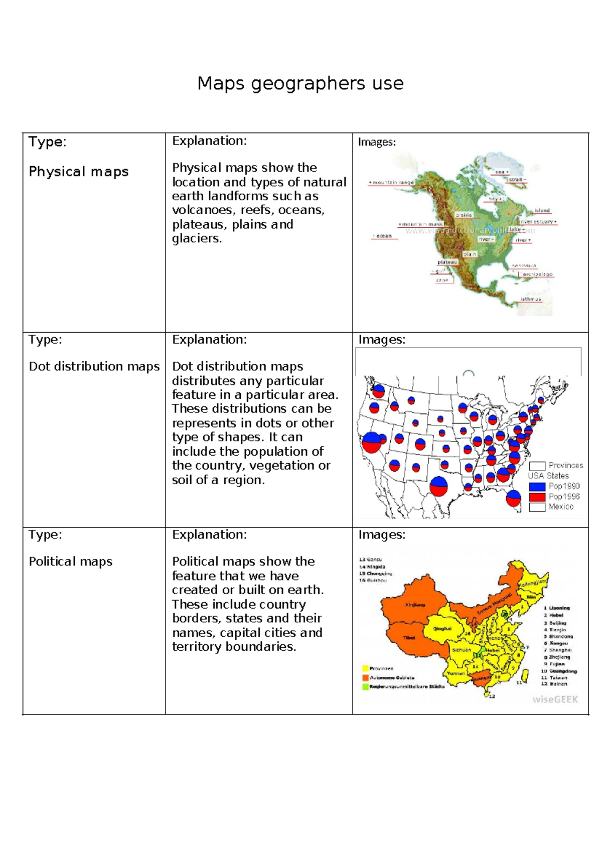 Maps Geographers Use: Types and Explanations - Geo Notes - Studocu
