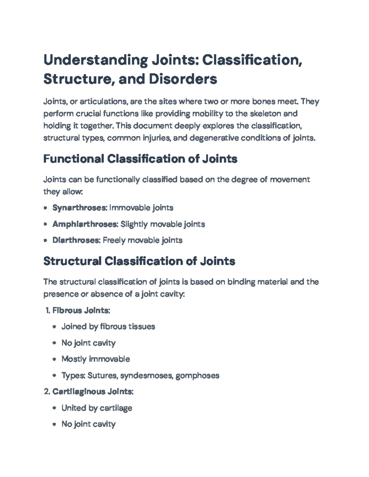 Understanding Joints: Classification, Structure, Injuries, and Disorders - Understanding Joints ...
