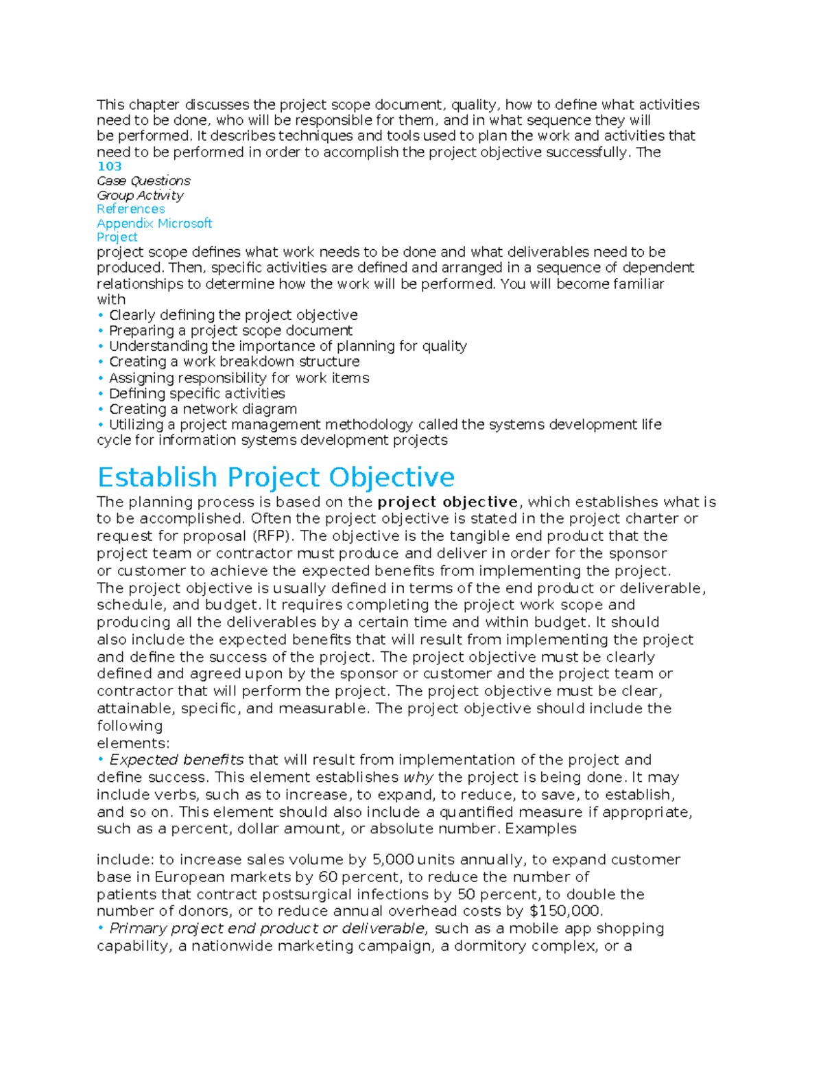 Project Scope Document & WBS for SDLC Project (103 Case Study) - Studocu