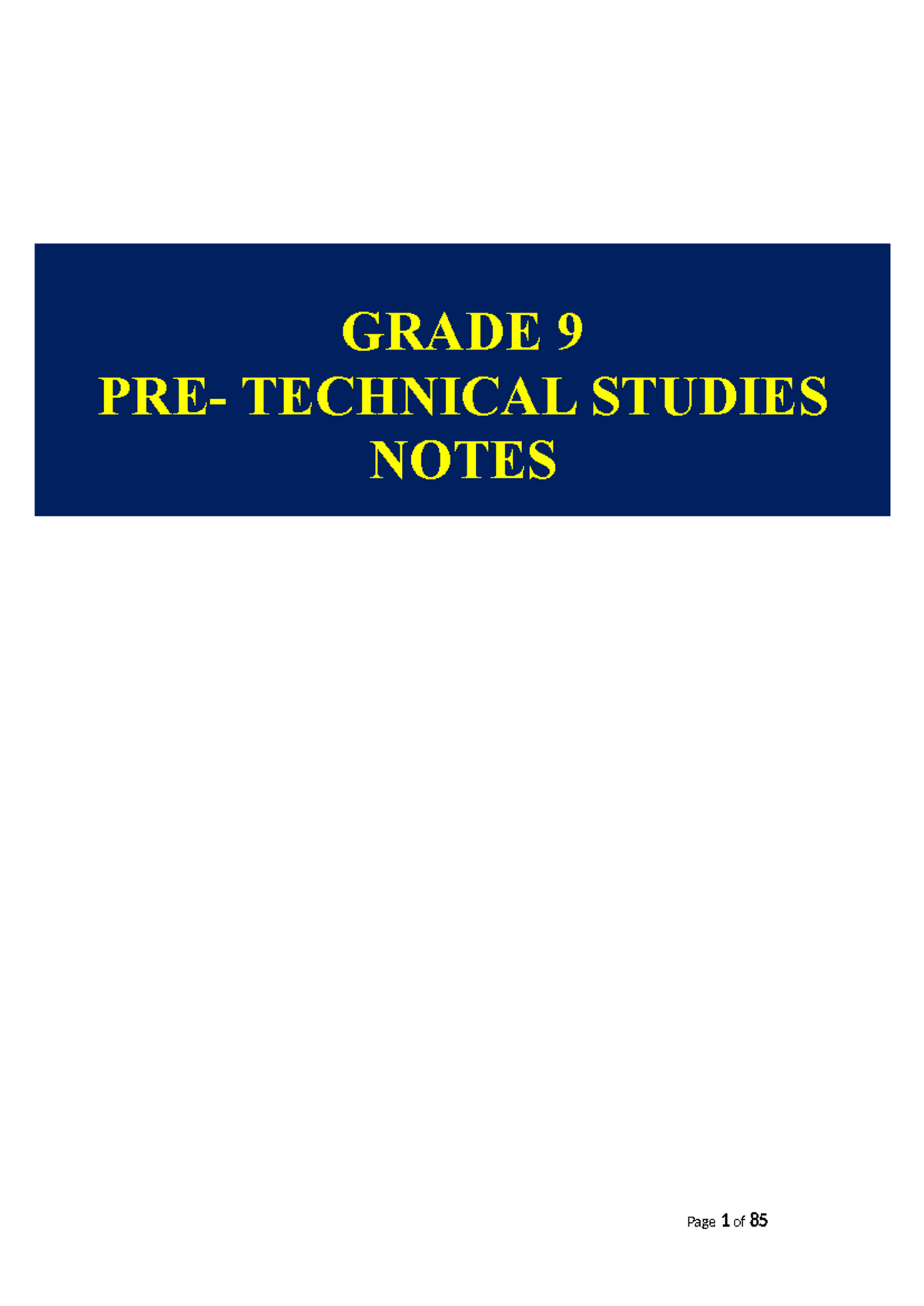 Grade 9 Pre-Technical Studies Safety Notes on Elevated Work Platforms ...