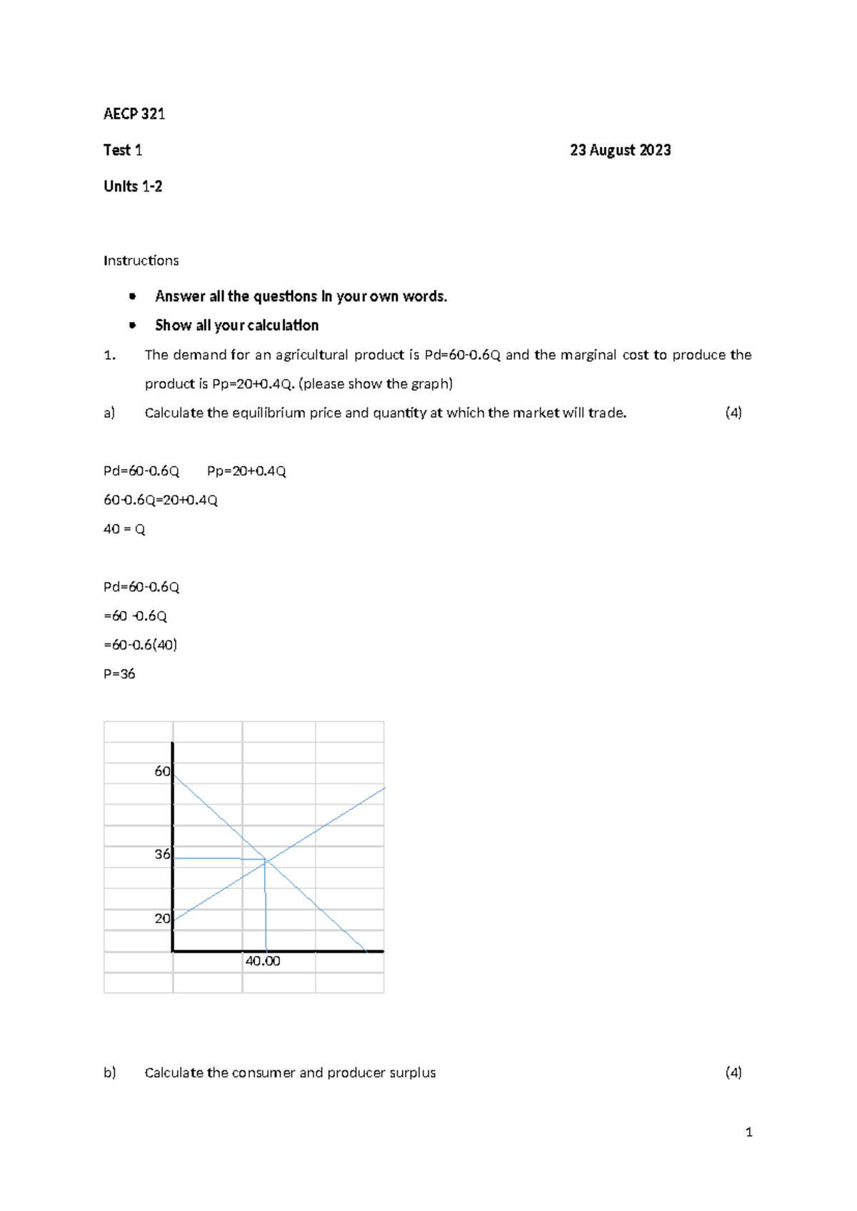 AECP 321 Test 1 Memo - Economic Analysis and Cost-Benefit Study 2023 ...