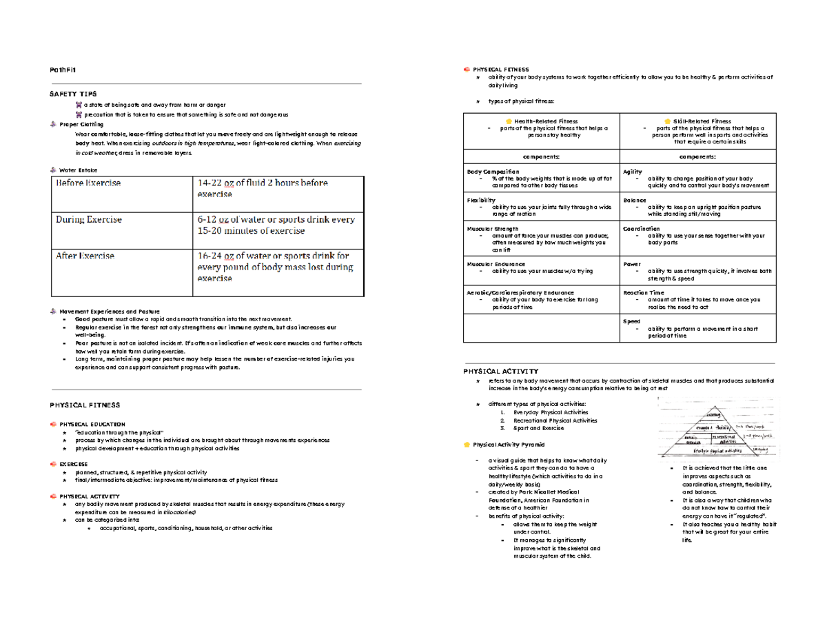 PE reviewer print - Google Docs - PathFit SAFETY TIPS 🏋🏻‍♀️ a state of ...