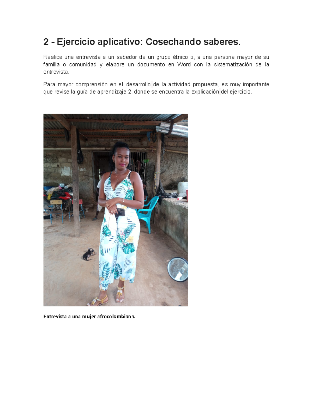 Entrevista a Mujer Afrocolombiana - Actividad 2: Cosechando Saberes ...