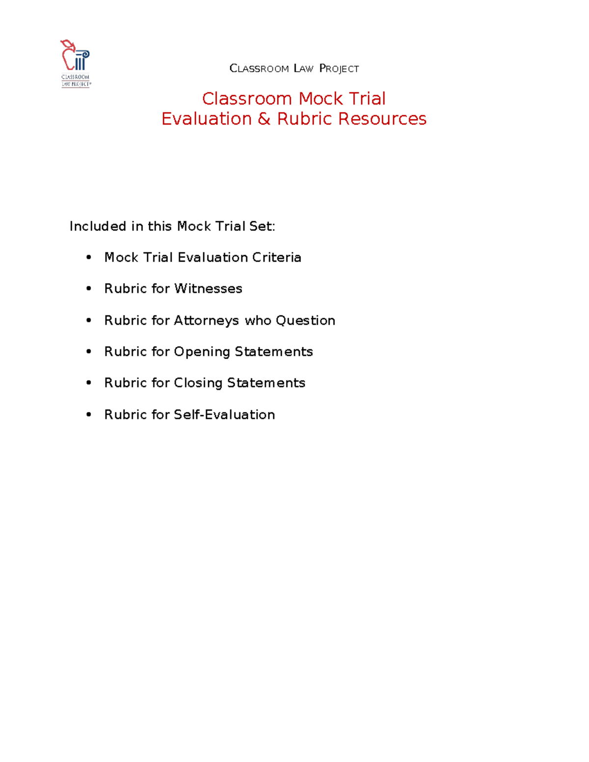 Classroom Mock Trial Evaluation Rubrics for LAW 202 Final Exam - Studocu