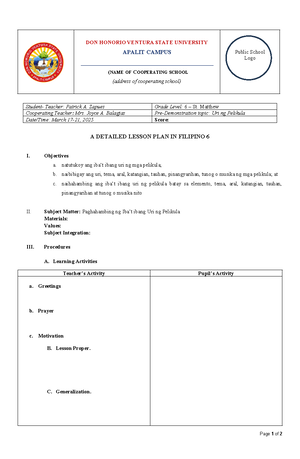 UNIT 5- Lesson PLAN - Facilitating Learner Centered - UNIT V: LESSON 1 ...