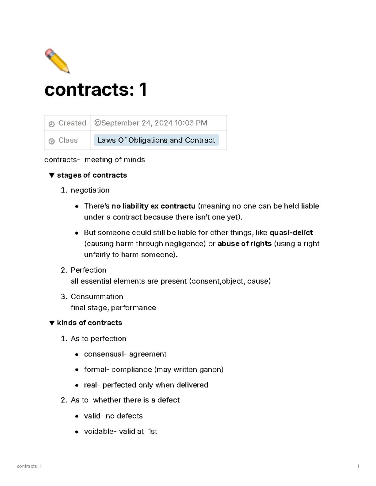 contracts chapter 1 - contracts: 1 Created Class Laws Of Obligations ...