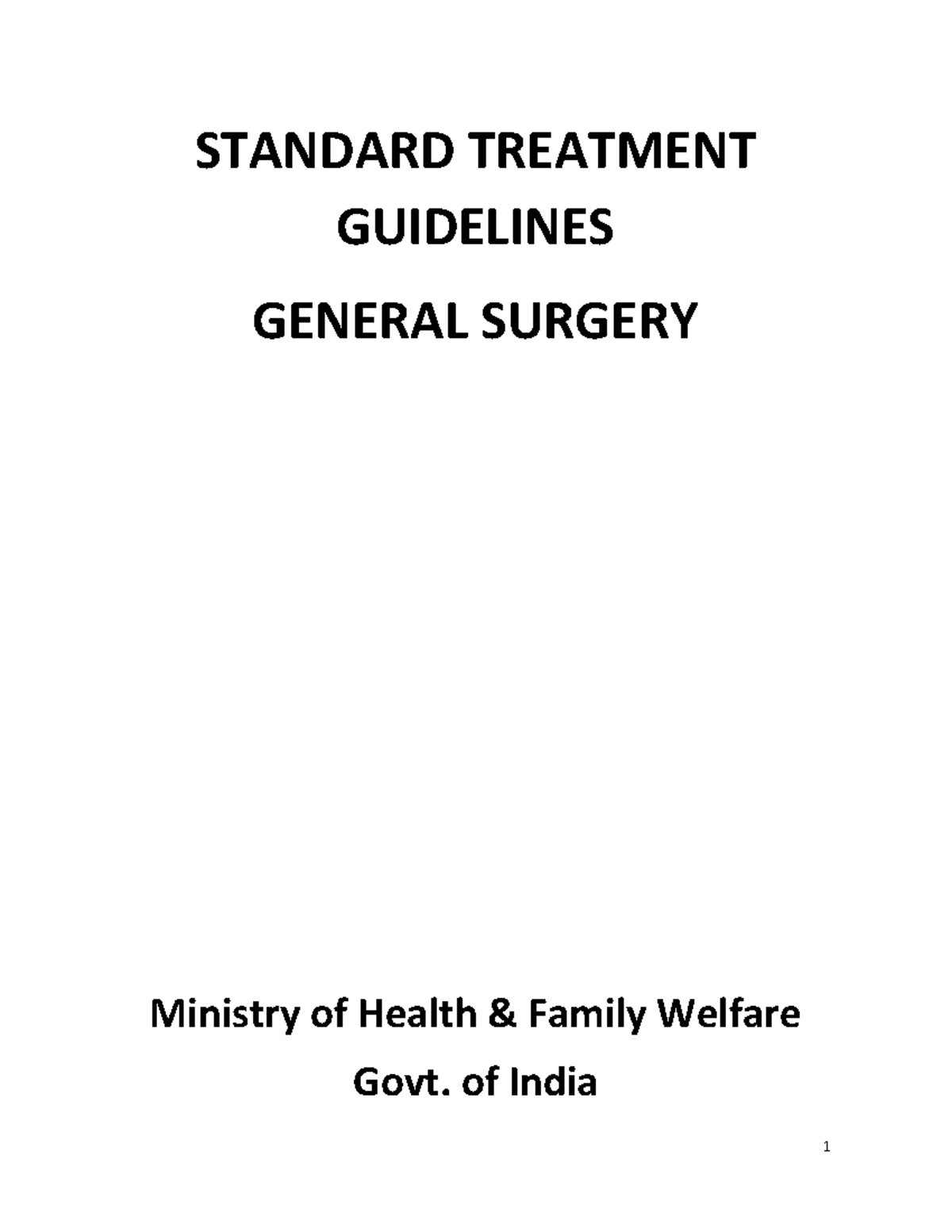 STANDARD TREATMENT GUIDELINES FOR GENERAL SURGERY (Govt. of India ...