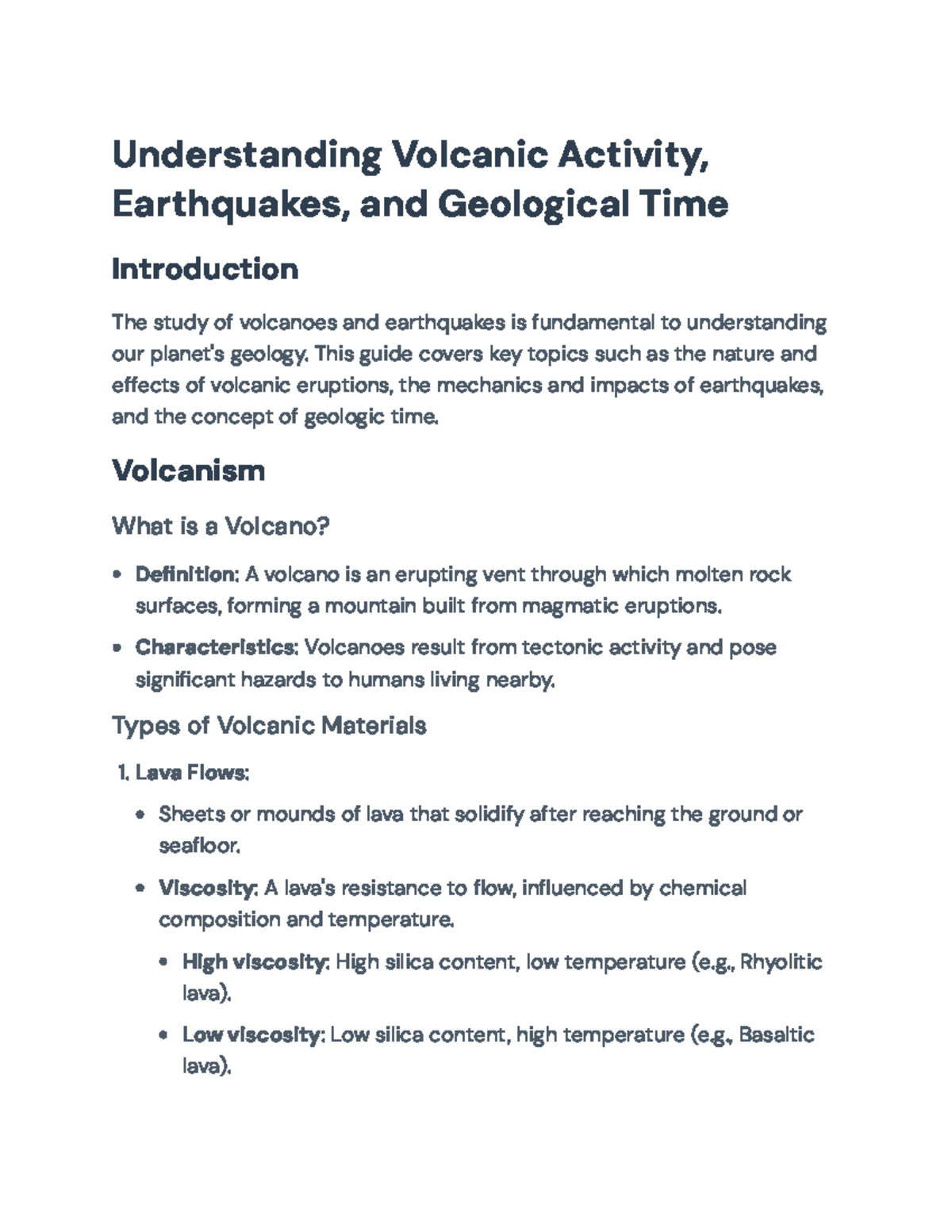 Understanding Volcanic Activity, Earthquakes & Geologic Time (GEOL 101 ...