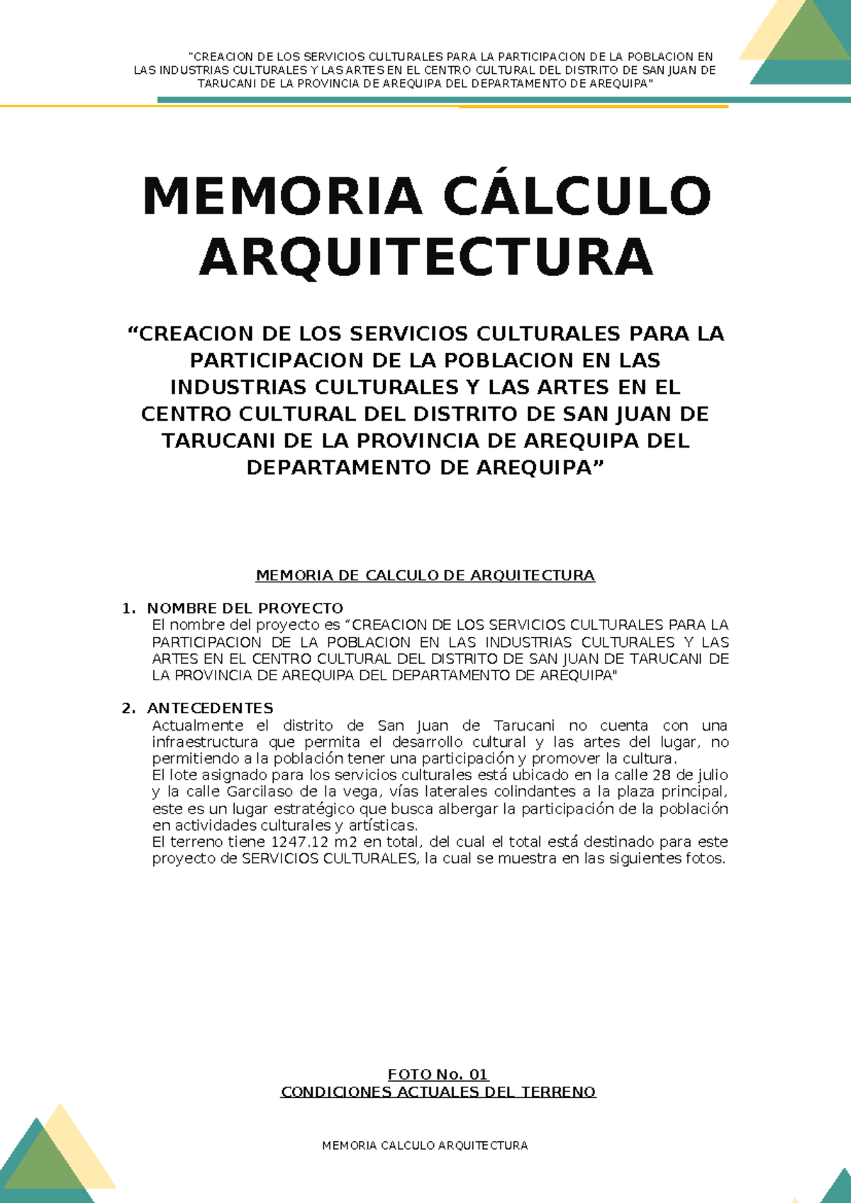 Diseño Arquitectónico y Memoria de Cálculo para Servicios Culturales en ...