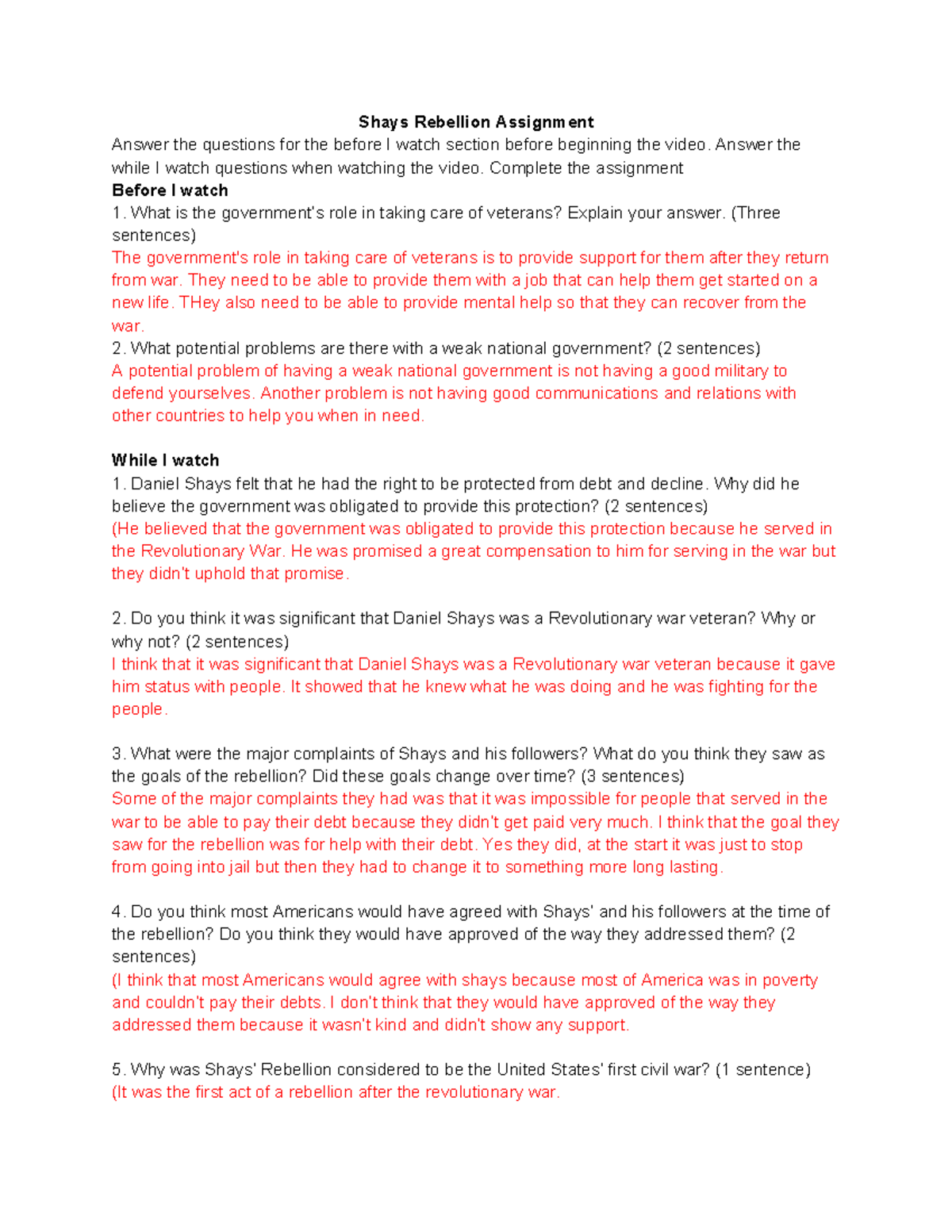 Shays Rebellion Assignment: Analyzing Causes and Impacts - Studocu