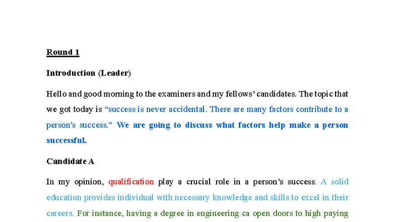 Group MUET Examples: Factors Contributing to Success in Discussions ...
