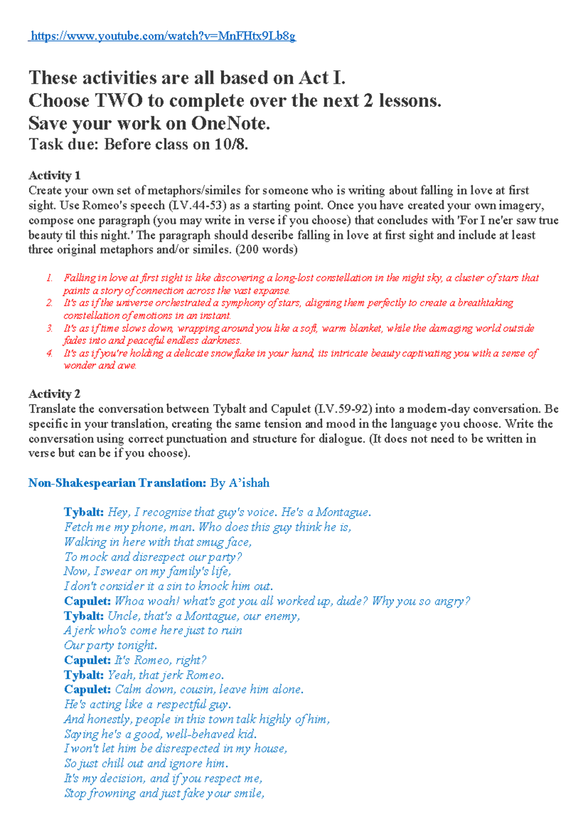 Romeo & Juliet Activities: Engaging with Act I Themes and Characters ...