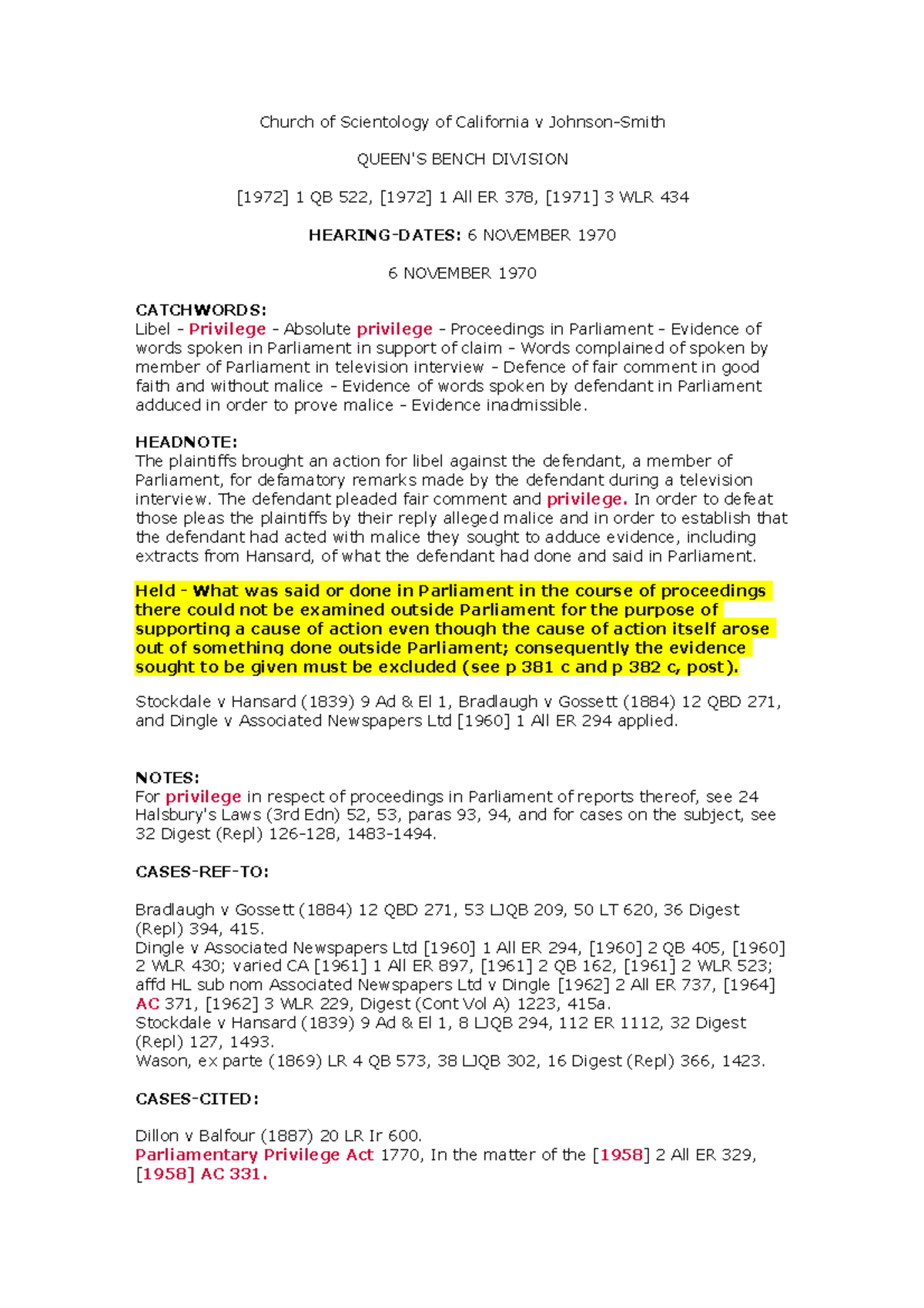 Church of Scientology of California v Johnson-Smith: Libel Case ...