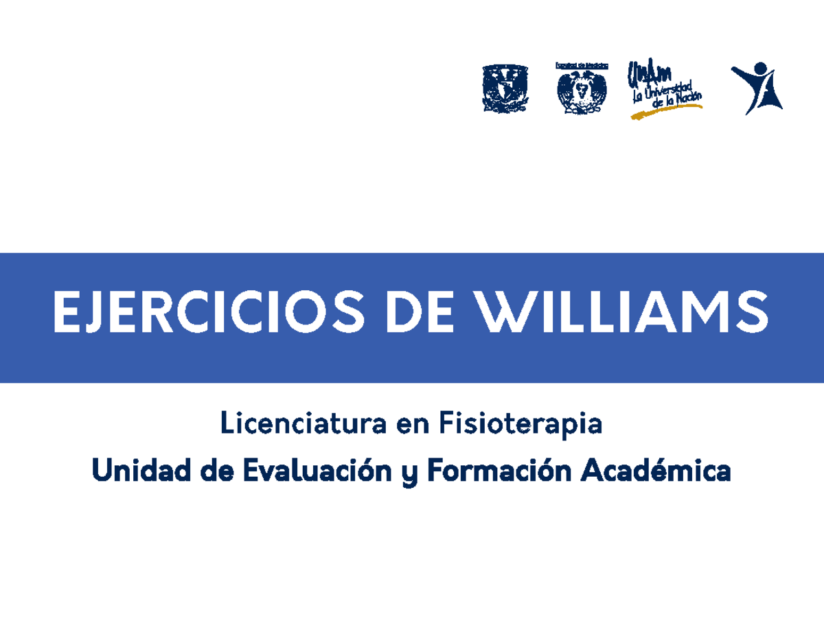 Ejercicios de Williams para el Dolor Lumbar - Lic. Fisioterapia - Studocu