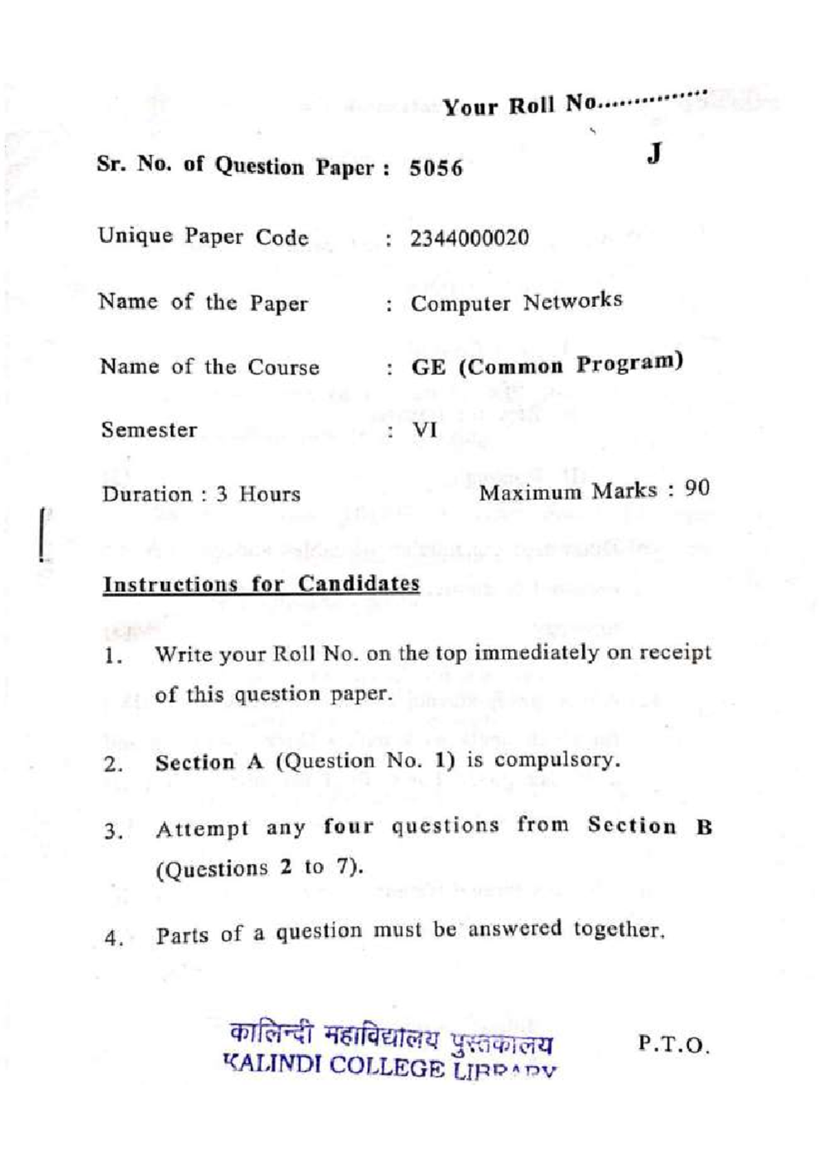 Computer Networks PYQ - GE VI (Code: 5056) - Studocu