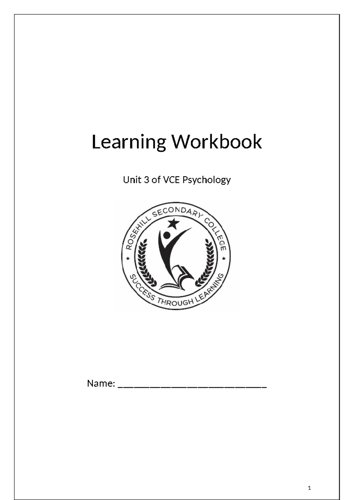 VCE Psychology 2025 Learning Workbook: Unit 3 Command Words & Concepts ...