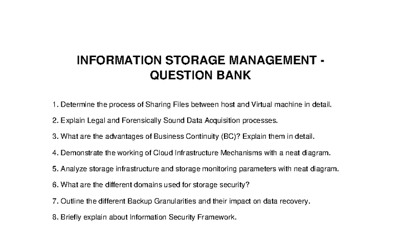 ISM 101: Comprehensive Question Bank on Information Storage Management ...